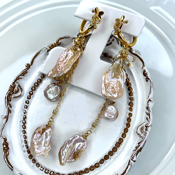 Pearl | Jewelry | Handmade Freshwater Metallic Pink Keshi Pearl ...